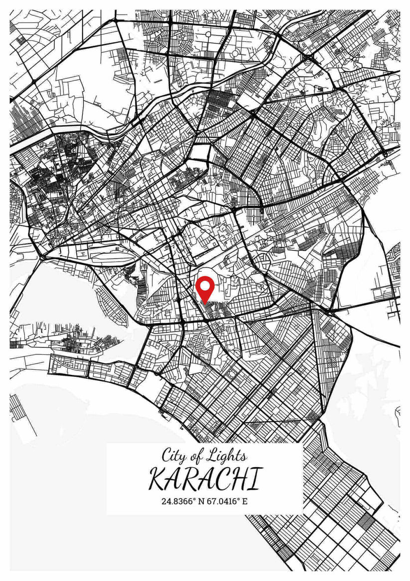 Personalized Karachi Map Frame | City Map Poster