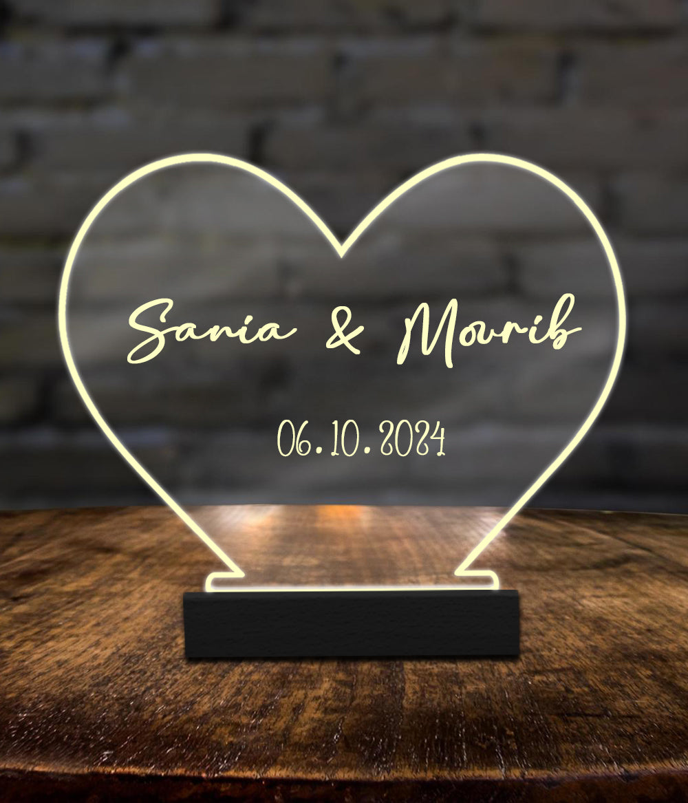 Customizable Heart Shape Gift Lamp for Couples