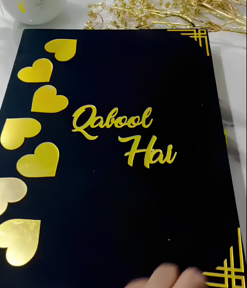 Customized Nikah Velvet Book Kit with Nikkah Pen and Velvet Box