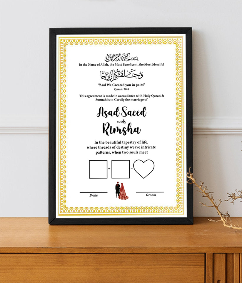 Nikkah Frame with Thumb Impression| Nikkah Frames